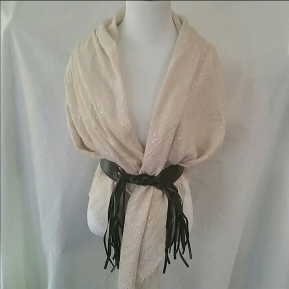 SAACHI | Accessories | New Saachi Water Drop Ivory Metallic Scarfwrap ...